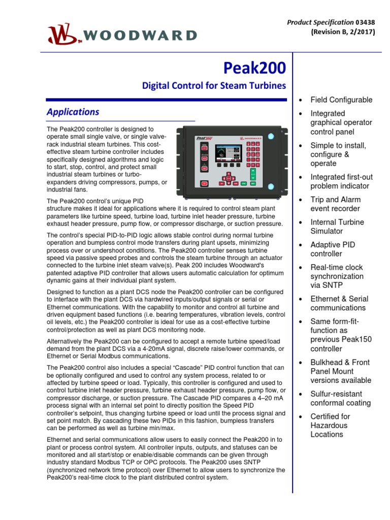 03438b Peak200 Product Spec | PDF | Control Theory | Computing