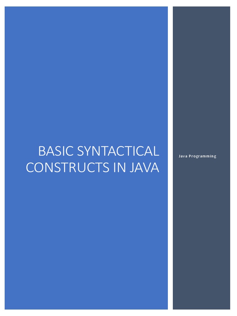 Basic Syntactical Constructs In Java Pdf Java Virtual Machine Class Computer Programming