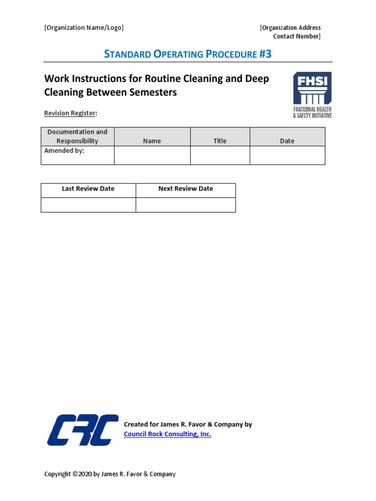 Favor SOP 3 - Routine Housekeeping and Deep Cleaning | PDF | Personal ...