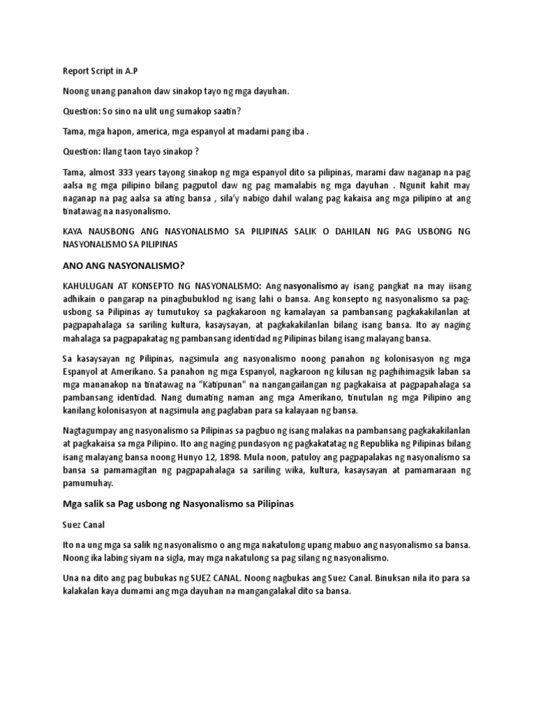 Ano Ang Nasyonalismo? | PDF