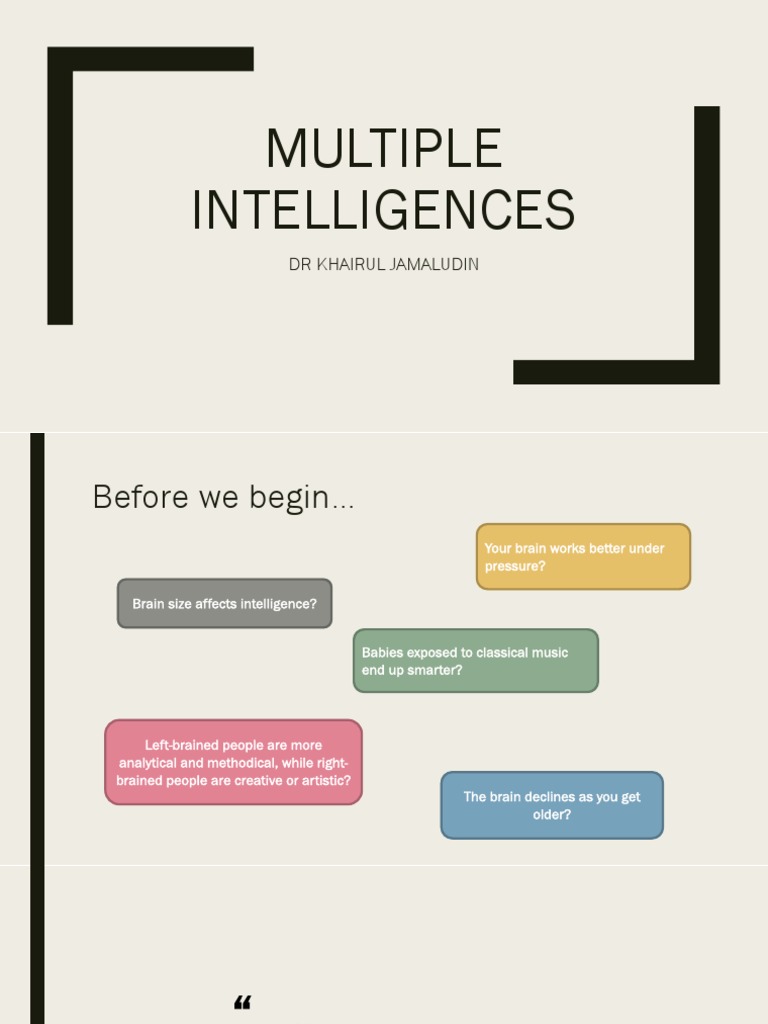 Multiple Intelligences: DR Khairul Jamaludin | PDF | Intelligence | Intelligence Quotient
