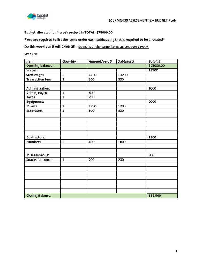 BSBPMG5430 - Budget Plan | PDF