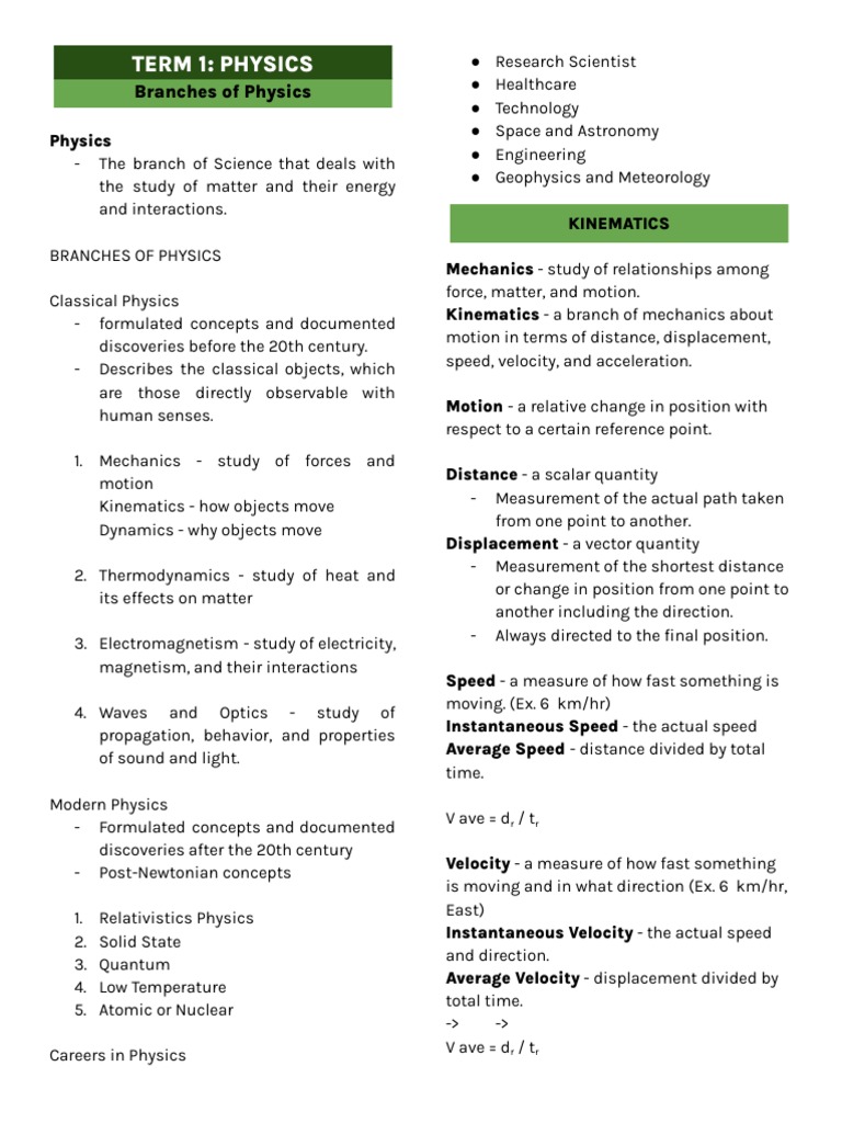 (Notes) T1 Physics | PDF | Physics | Velocity