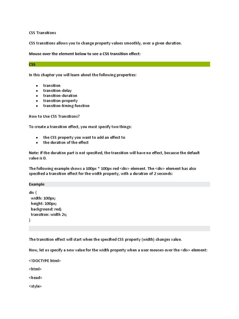 Css Transitions And Animations Pdf Software Development Computing 