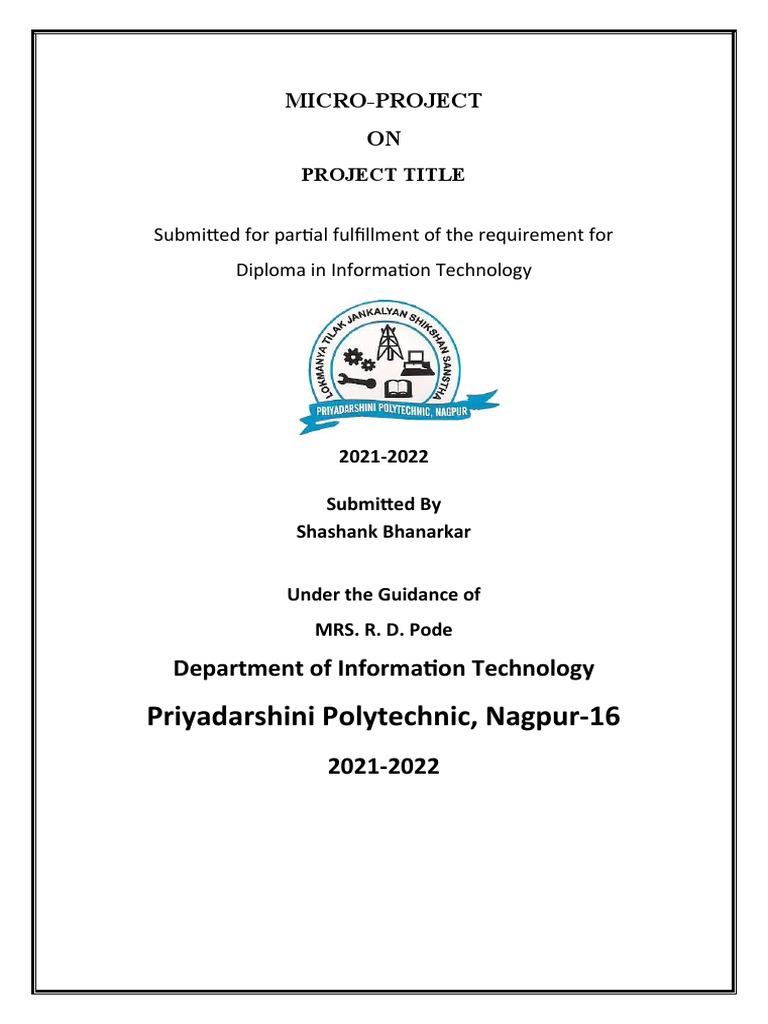 Micro-Project on Project Title: A Case Study of the Diploma in ...