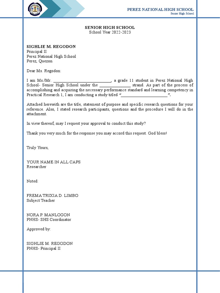 Template - Letter To Conduct The Study | PDF | Informed Consent | Privacy