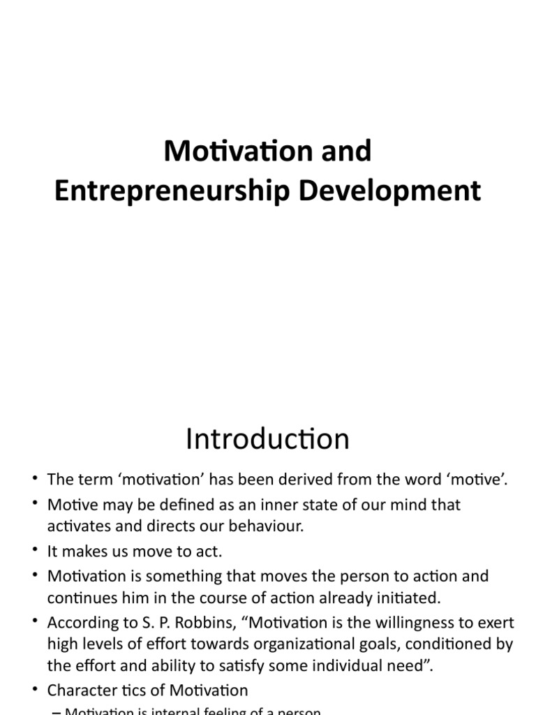 Motivation and Entrepreneurship Development | PDF | Motivational ...