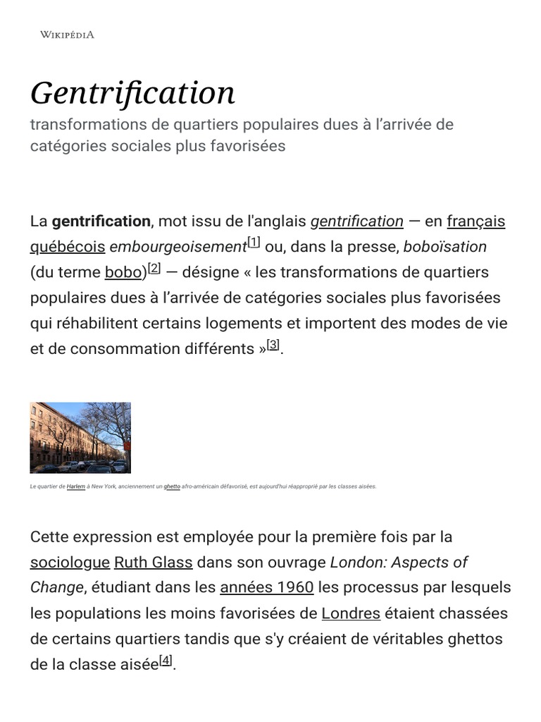 Gentrification : Transformations urbaines | PDF | Économie | Urbanisation