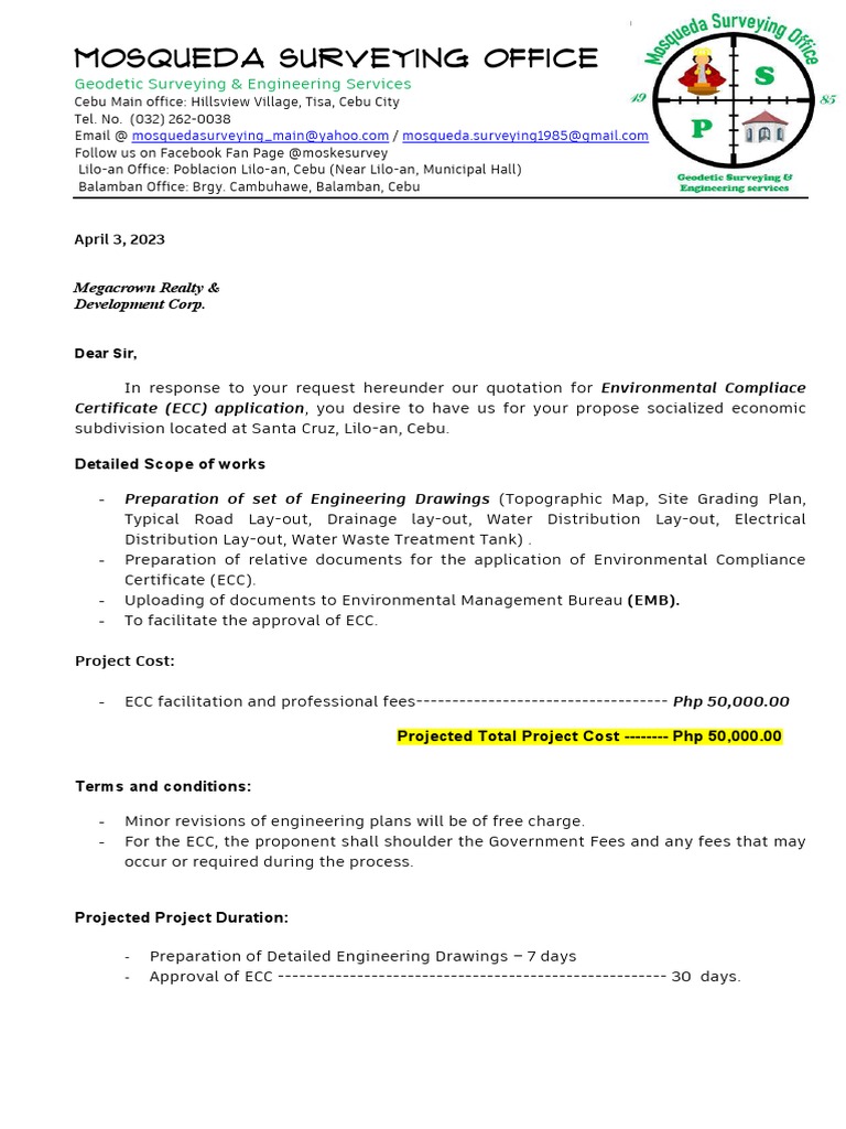 Mosqueda Surveying Office: Geodetic Surveying & Engineering Services | PDF