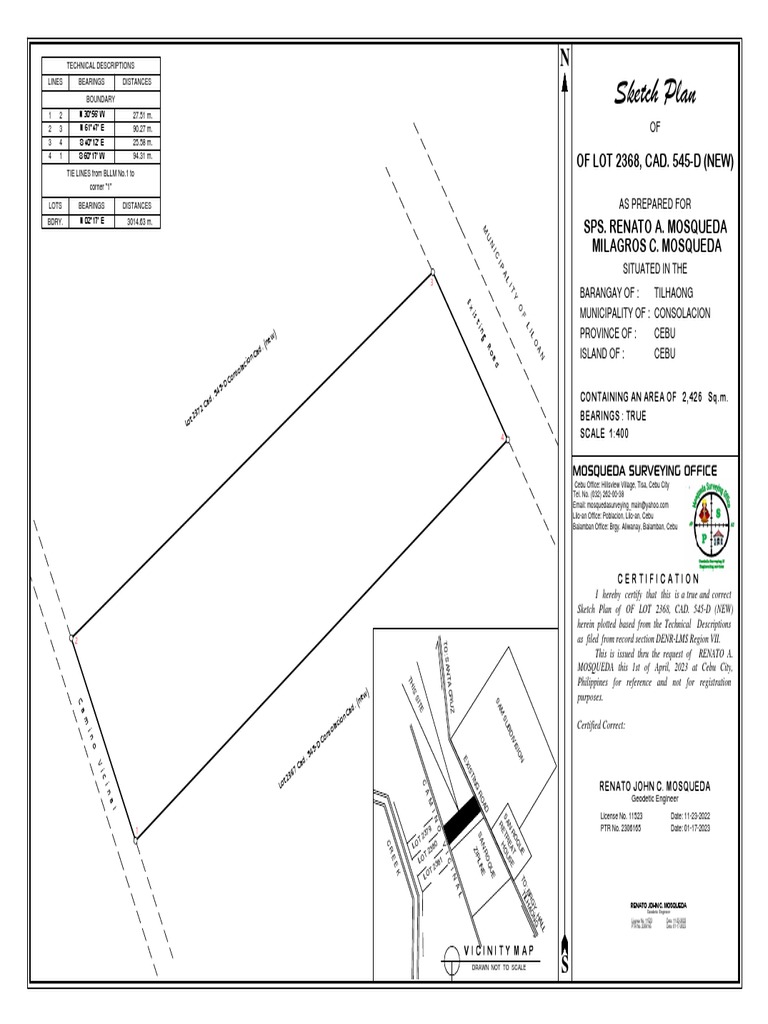 Sketch Plan: OF LOT 2368, CAD. 545-D (NEW) | PDF
