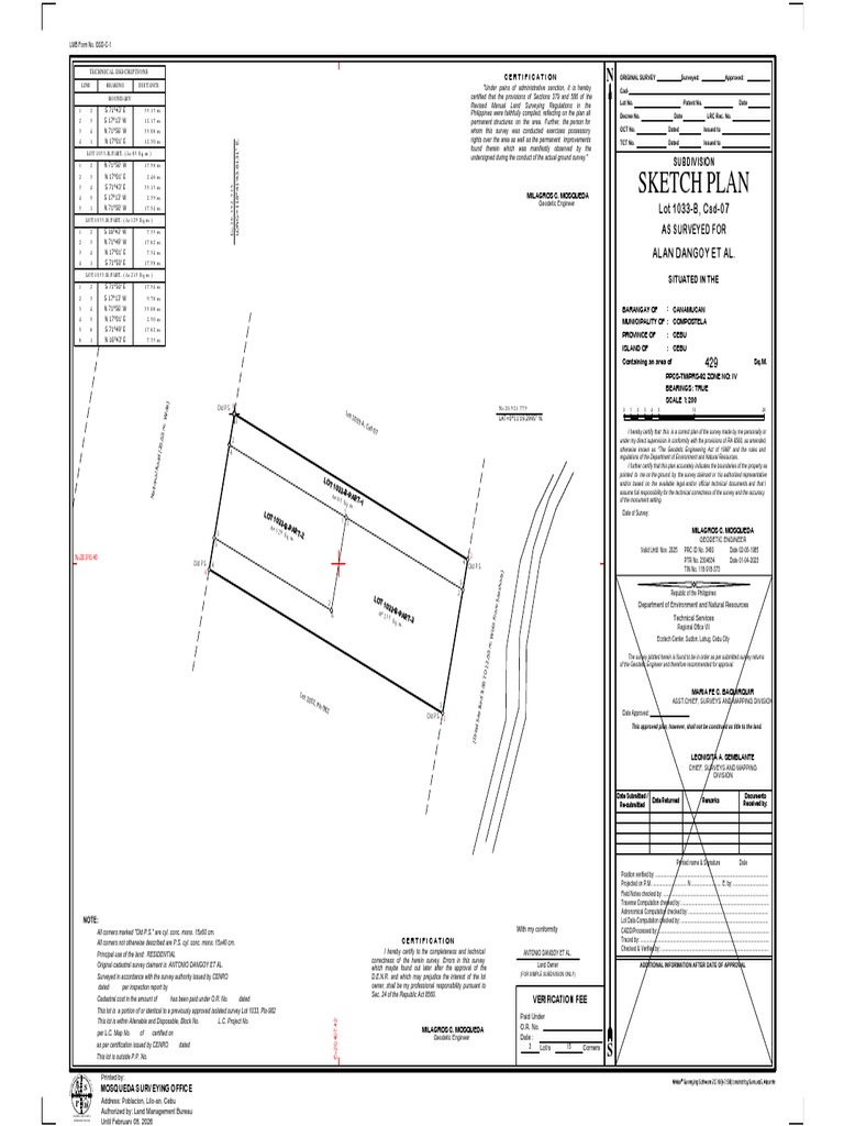 Sketch Plan: Lot 1033-B, Csd-07 | PDF | Surveying