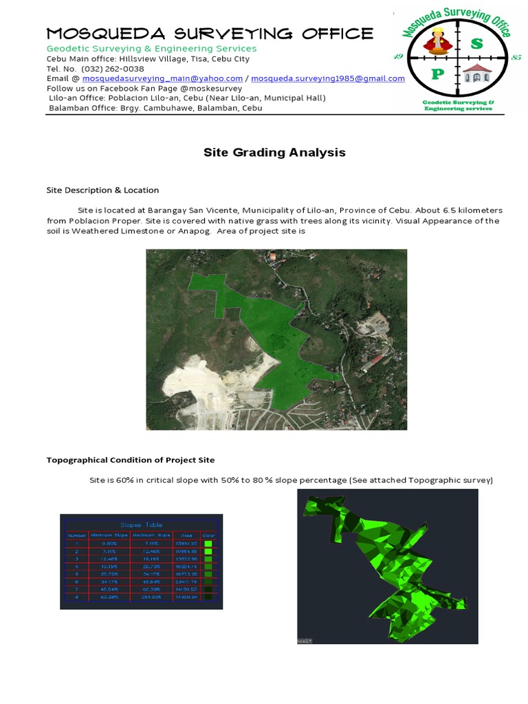 Mosqueda Surveying Office: Site Grading Analysis | PDF