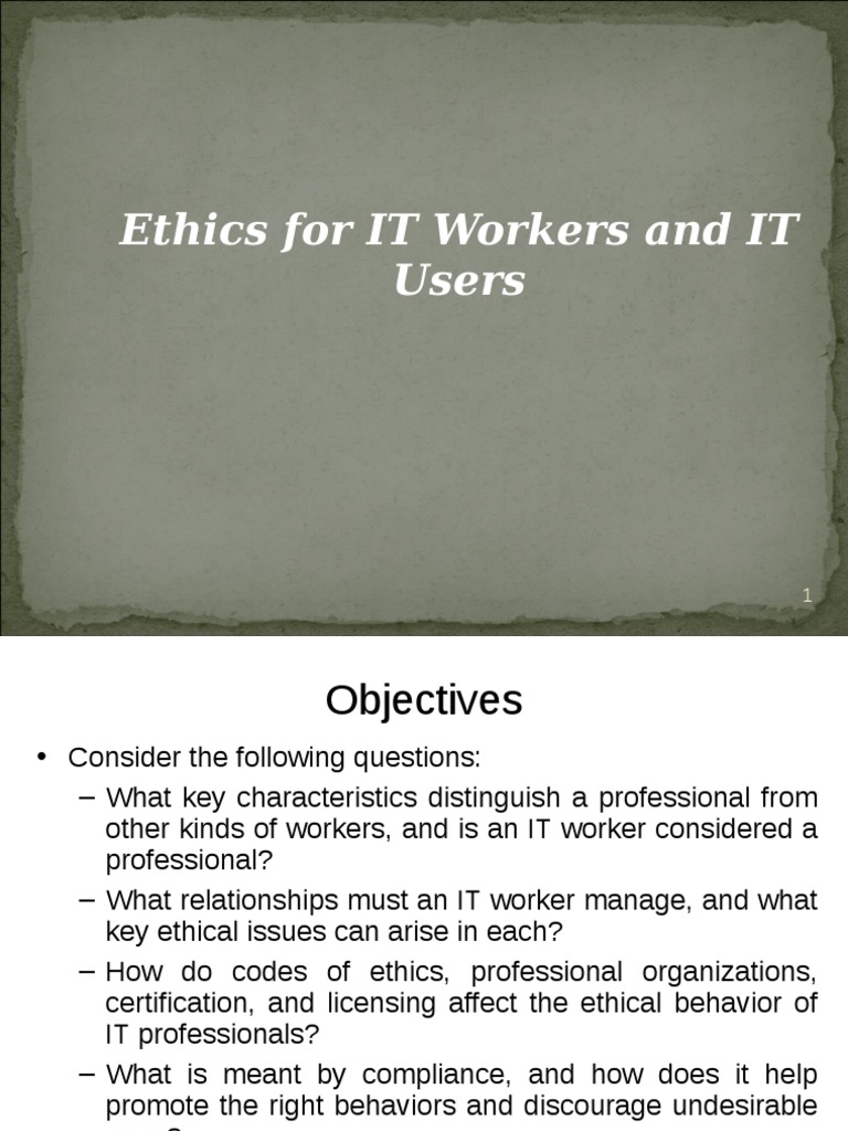 5 Ethics For IT Workers and IT Users | Download Free PDF | Regulatory ...