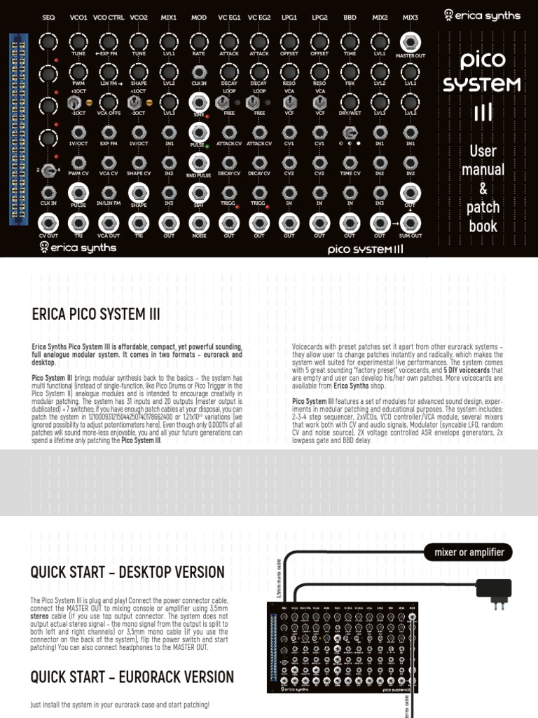 Erica Pico System III - Affordable, Compact Yet Powerful Analog Modular Synth | PDF ...