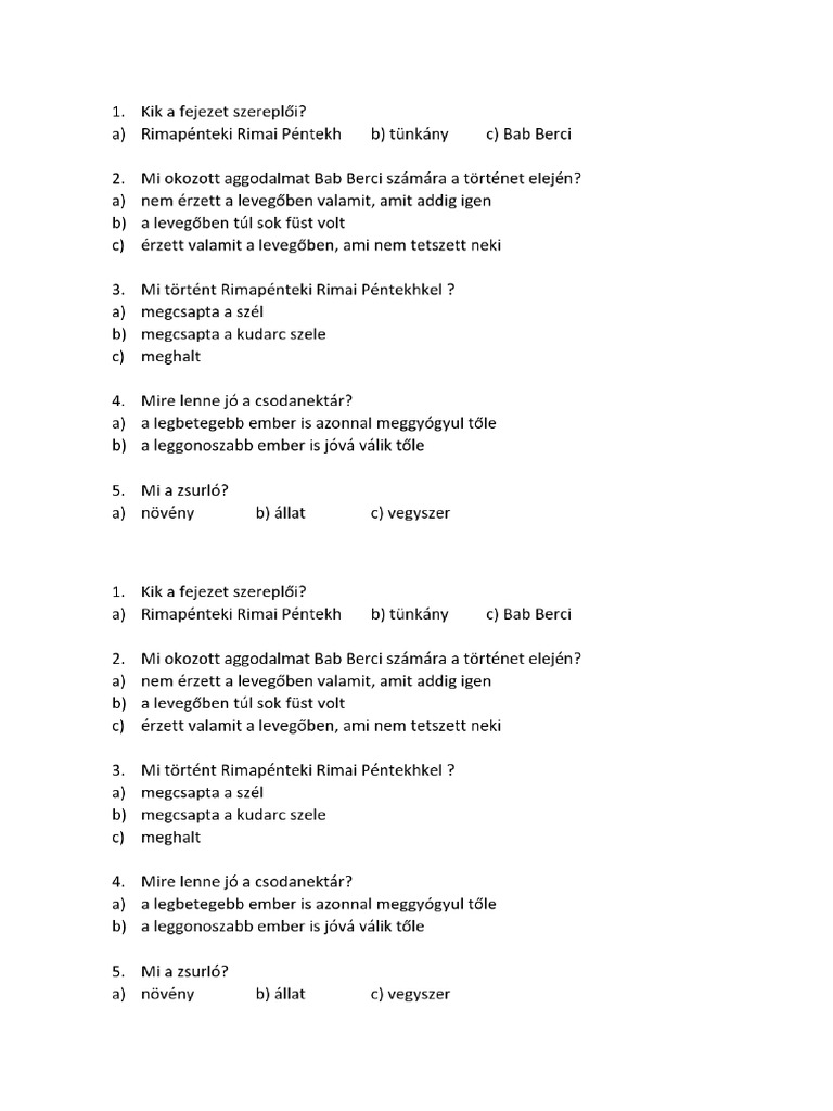 Bab Berci 5. Fejezet Felmérő | PDF