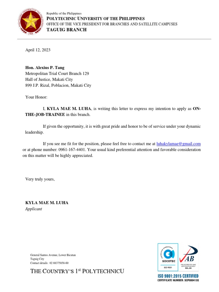 Application Letter | PDF