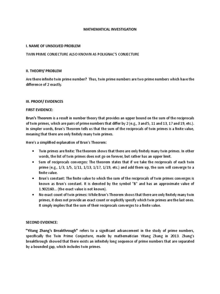 Mathematical Investigation NEW1 | PDF | Prime Number | Theorem