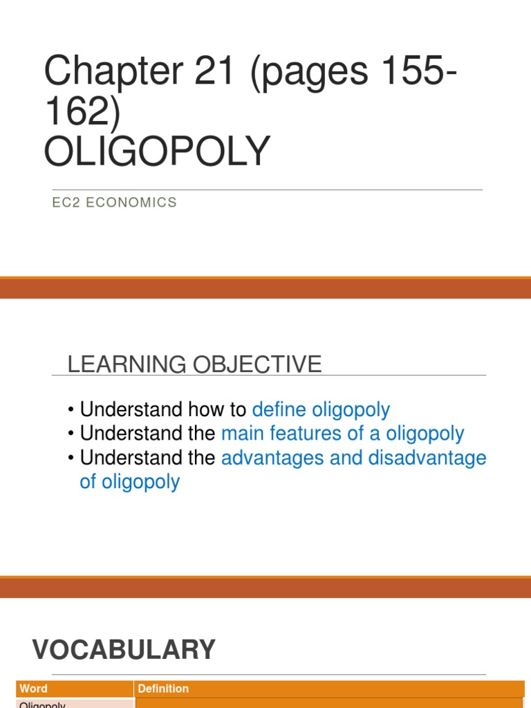 EC2 Economics Chapter 21 - Oligopoly 155-162 | PDF | Oligopoly | Economies