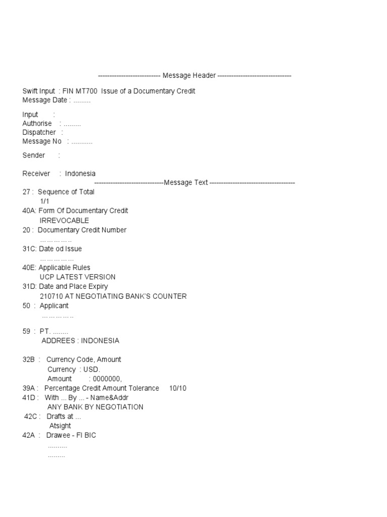 Draft LC at Sight | PDF | Invoice | Letter Of Credit