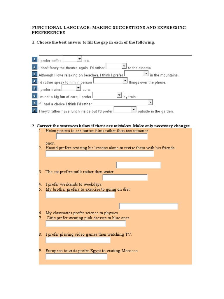 Expressing Preferences Units 8 9 | PDF
