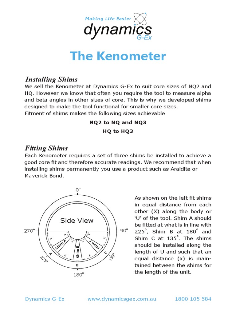 Kenometer Shim Kit Instructions | PDF | Physical Sciences | Applied And ...