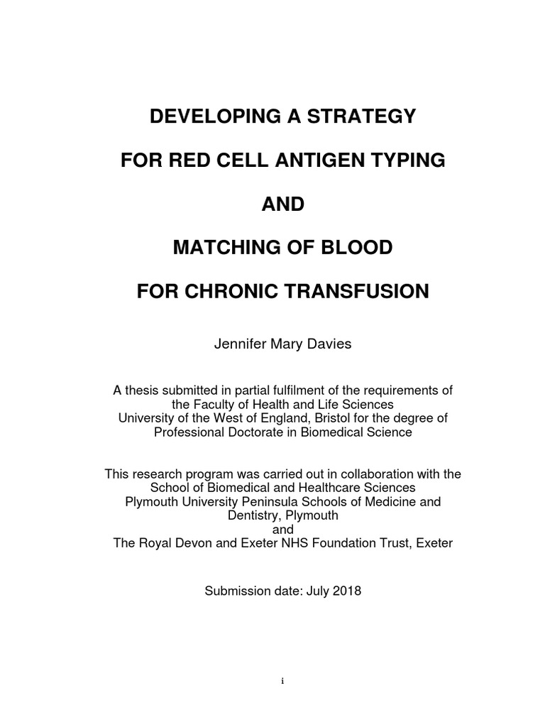 Developing A Strategy For Red Cell Antigen Typing AND Matching of Blood ...
