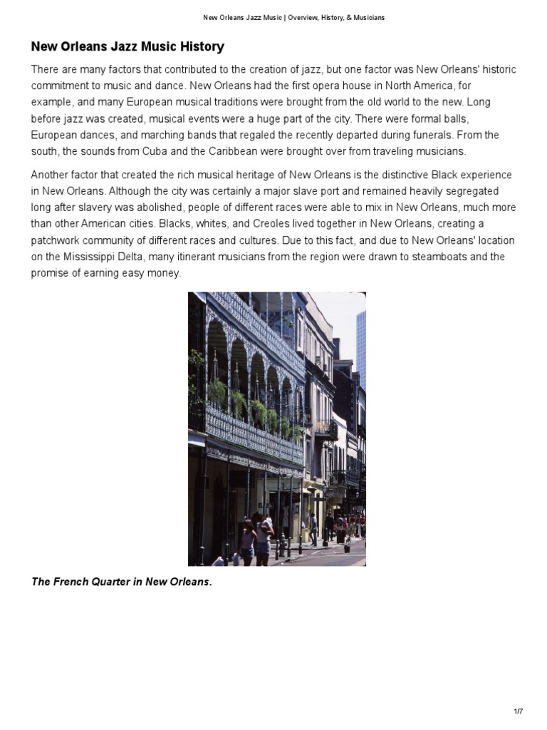 New Orleans Jazz: History & Origins | PDF | Jazz | Ragtime