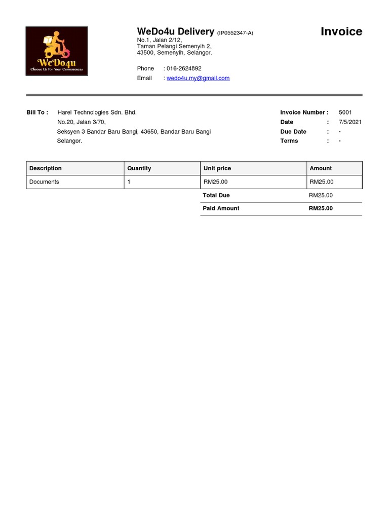 (Receipt) Harel Technologies Sdn. Bhd. | PDF