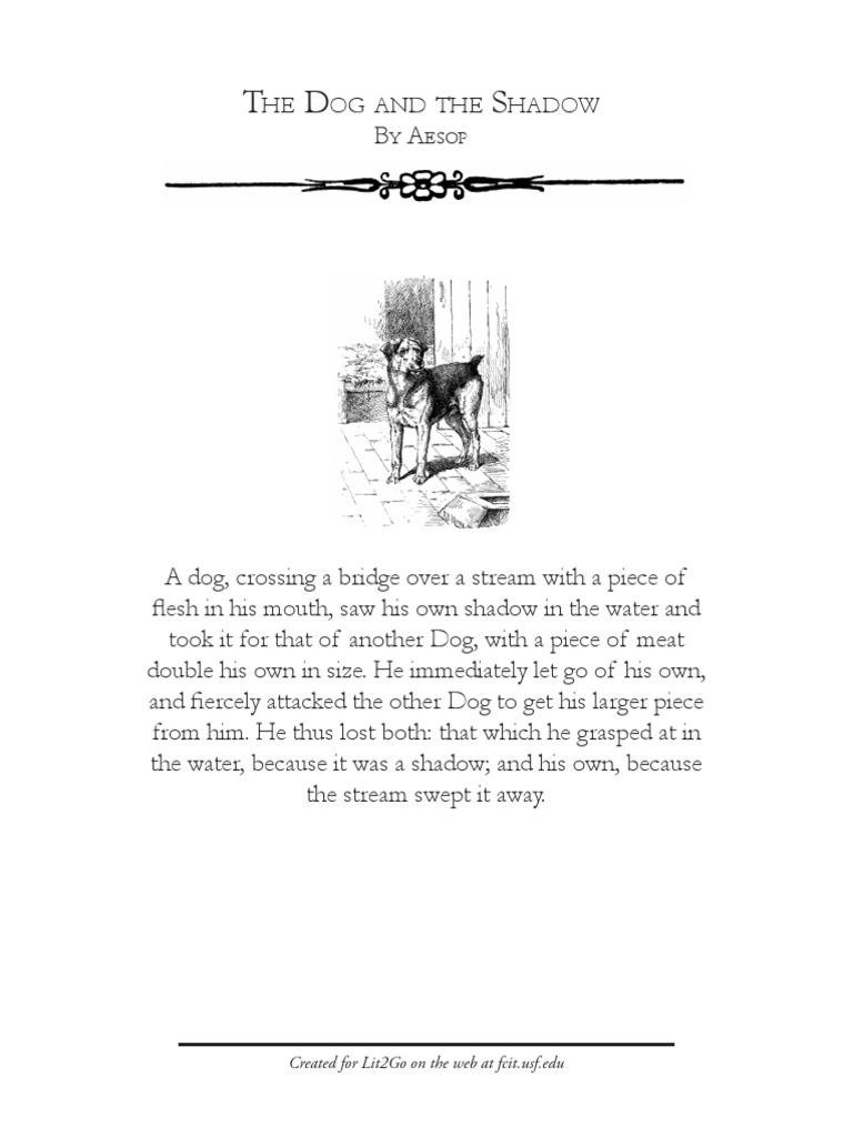 Aesops Fables 015 The Dog and The Shadow | PDF