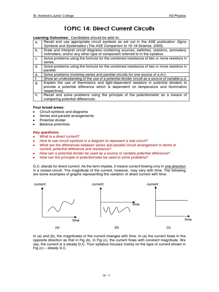 A-Level DC Circuits Guide | PDF | Series And Parallel Circuits ...
