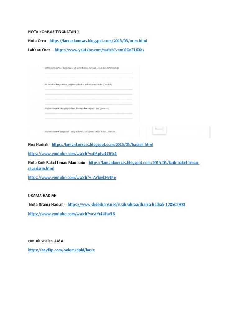 Nota Komsas Tingkatan 1 | PDF