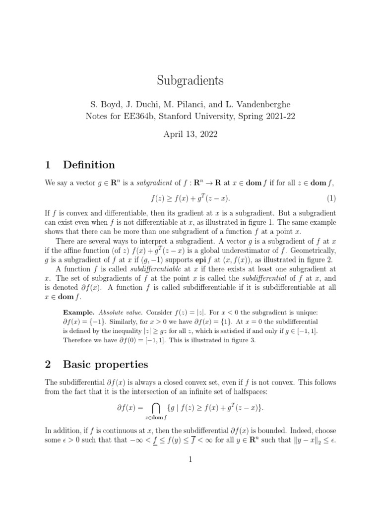 Notes On Subgradients | PDF | Maxima And Minima | Eigenvalues And ...