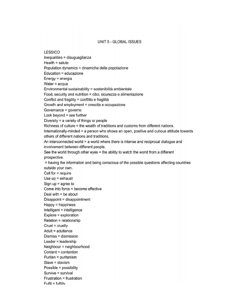 Unit 5: Global Issues | PDF
