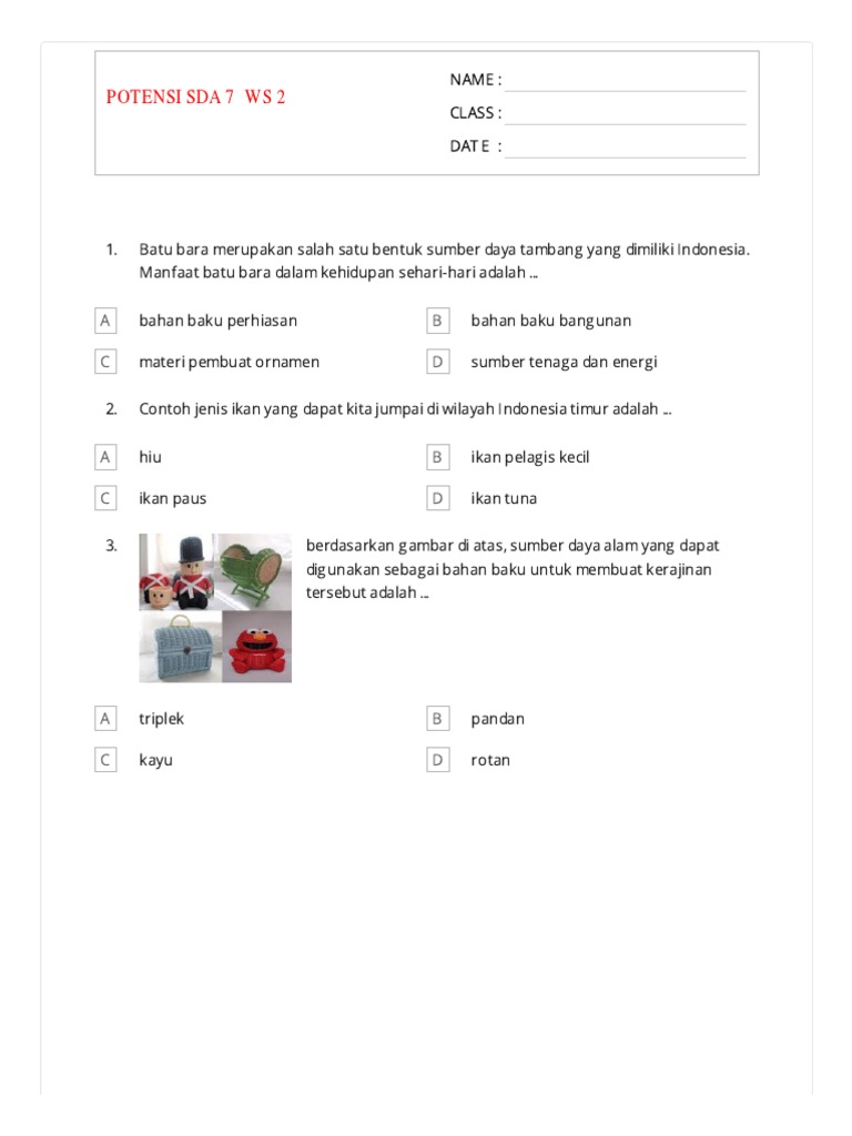 Potensi Sumber Daya Alam Indonesia IPS 7 | PDF