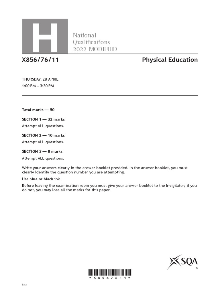 .ukpastpaperspaperspapers2022NH Physical-Education QP 2022 PDF | PDF