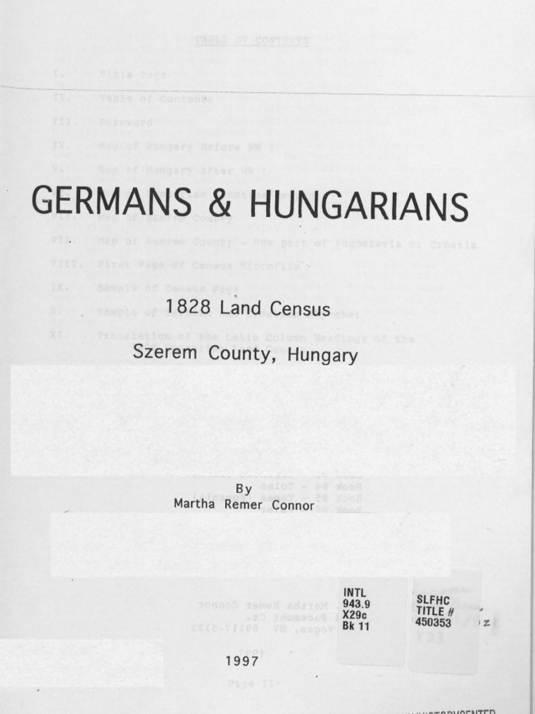 Germans & Hungarians: 1828 Land Census, Vol. 11 | PDF | Europe ...