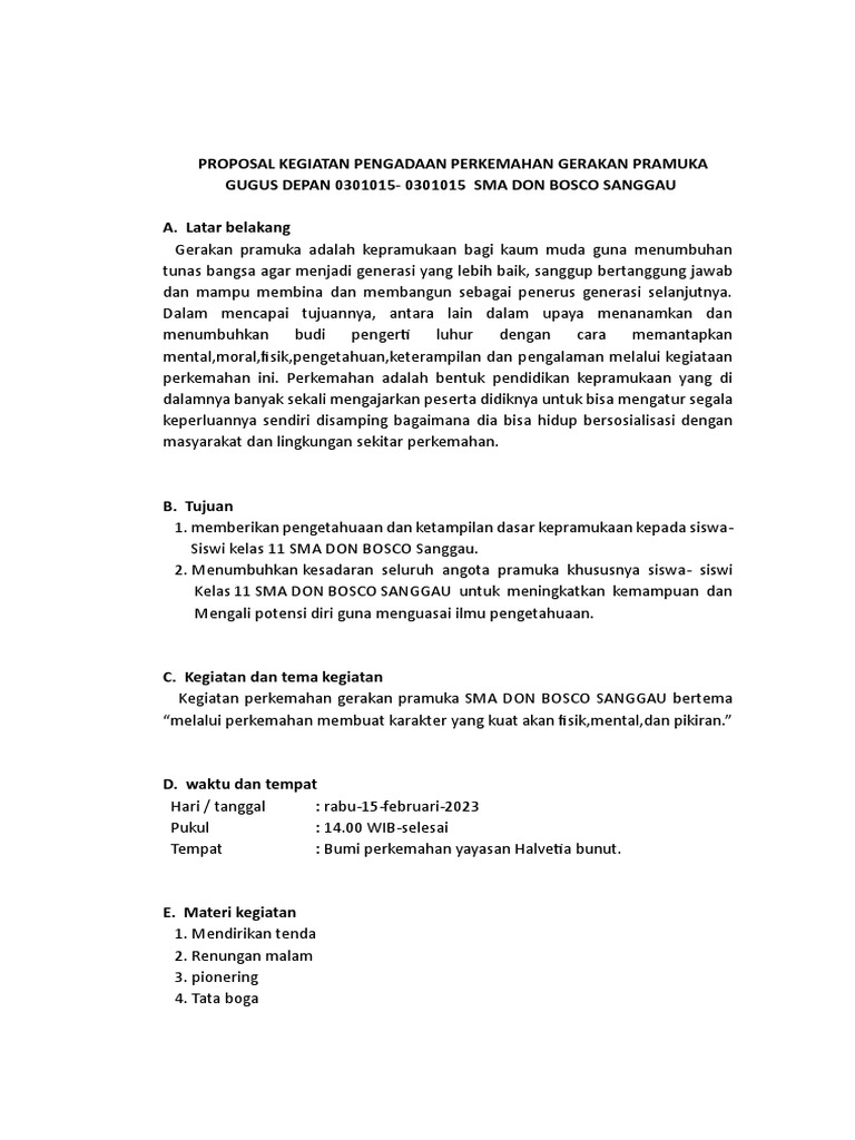 Proposal Kemah | PDF