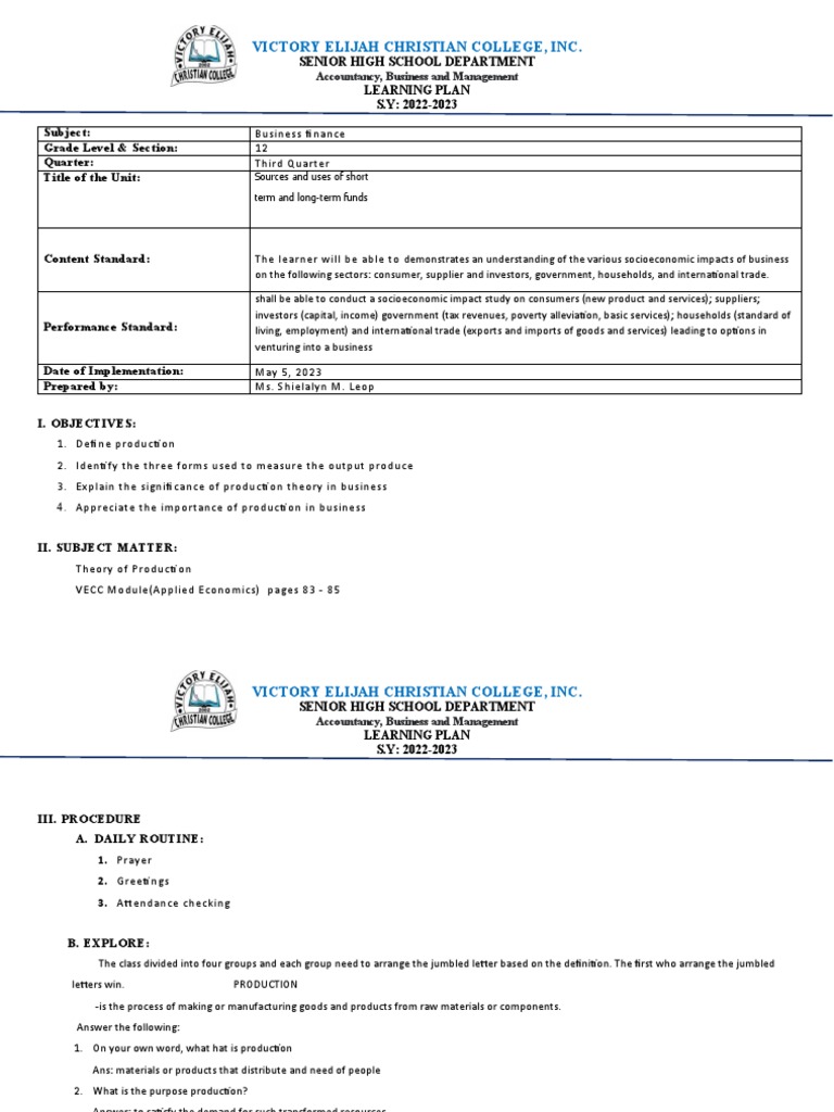 LP Applied Economics | PDF | Production Function | Factors Of Production