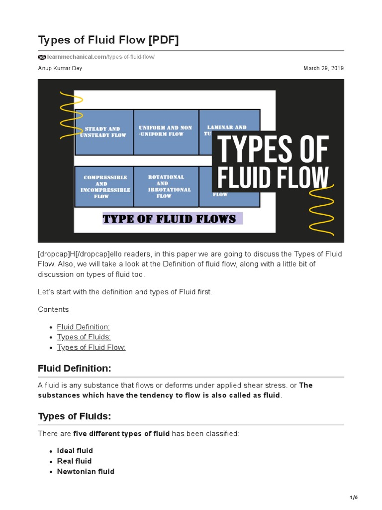 Types of Fluid Flow PDF | PDF | Fluid Dynamics | Fluid Mechanics
