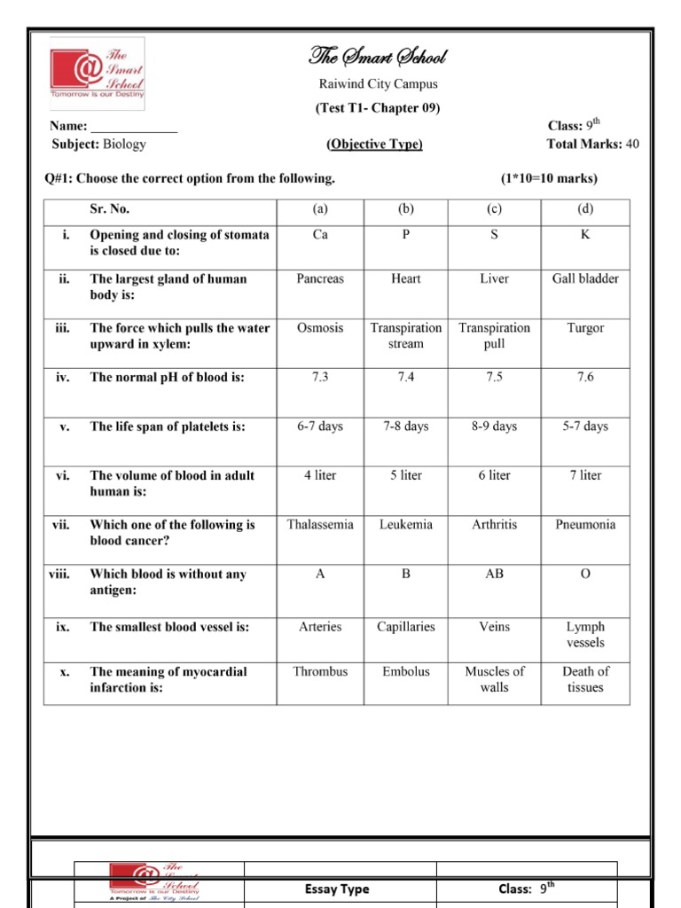 9th Class Chapter Wise Test 15 Pdf 