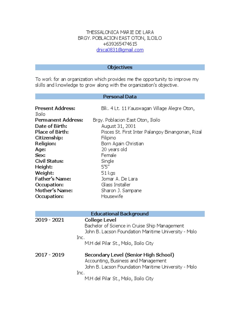 De Lara RESUME | PDF