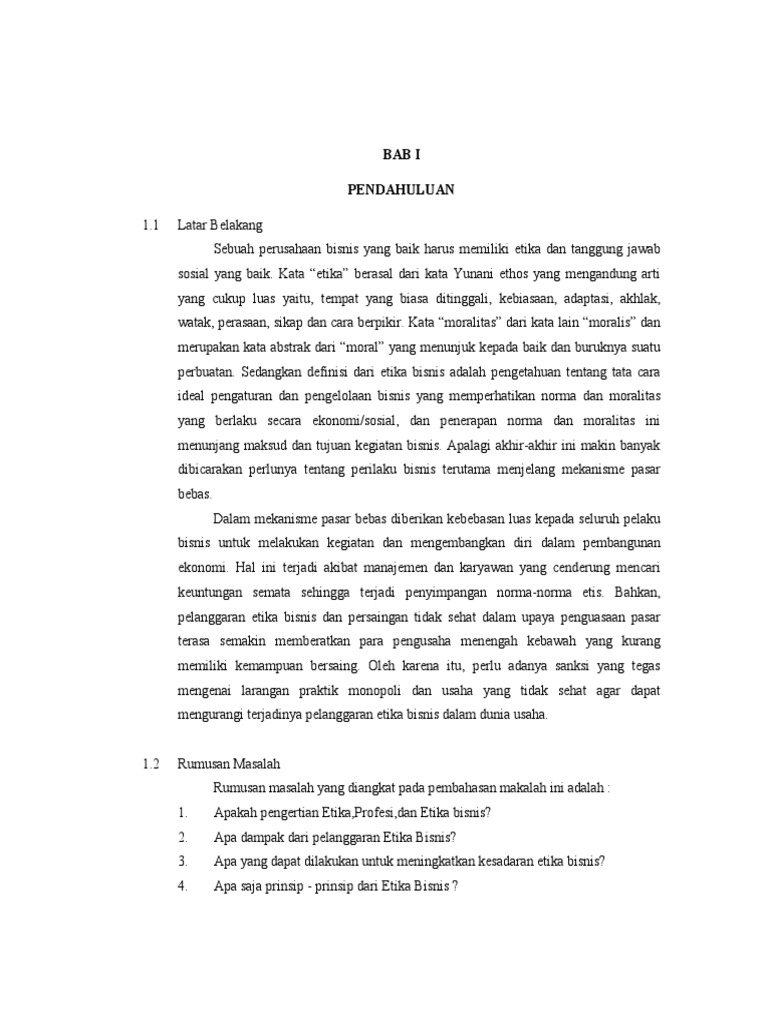 Makalah Etika Bisnis | PDF