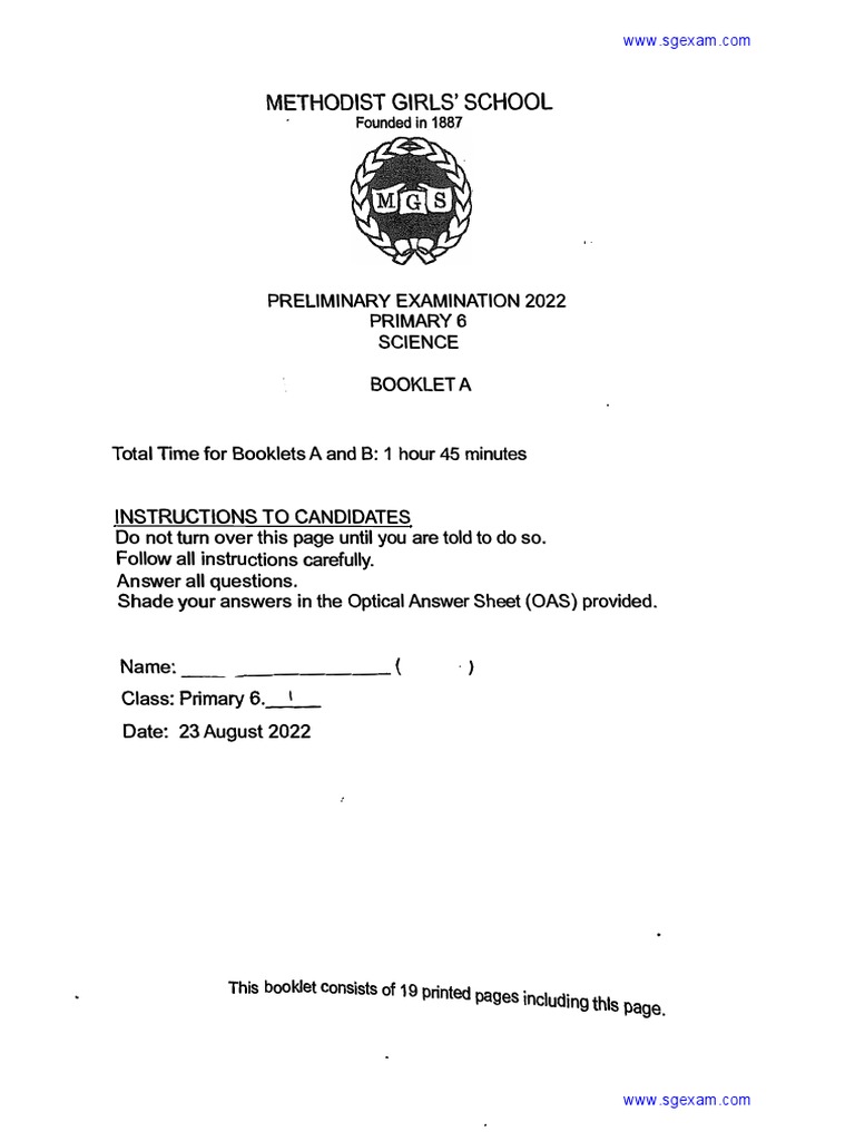 2022 P6 Science Prelim MGS | PDF