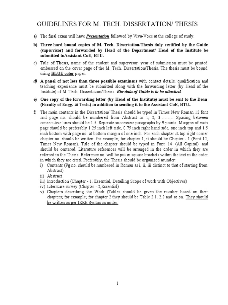 BTU Guidelines-MTech-Disseratation | PDF | Thesis