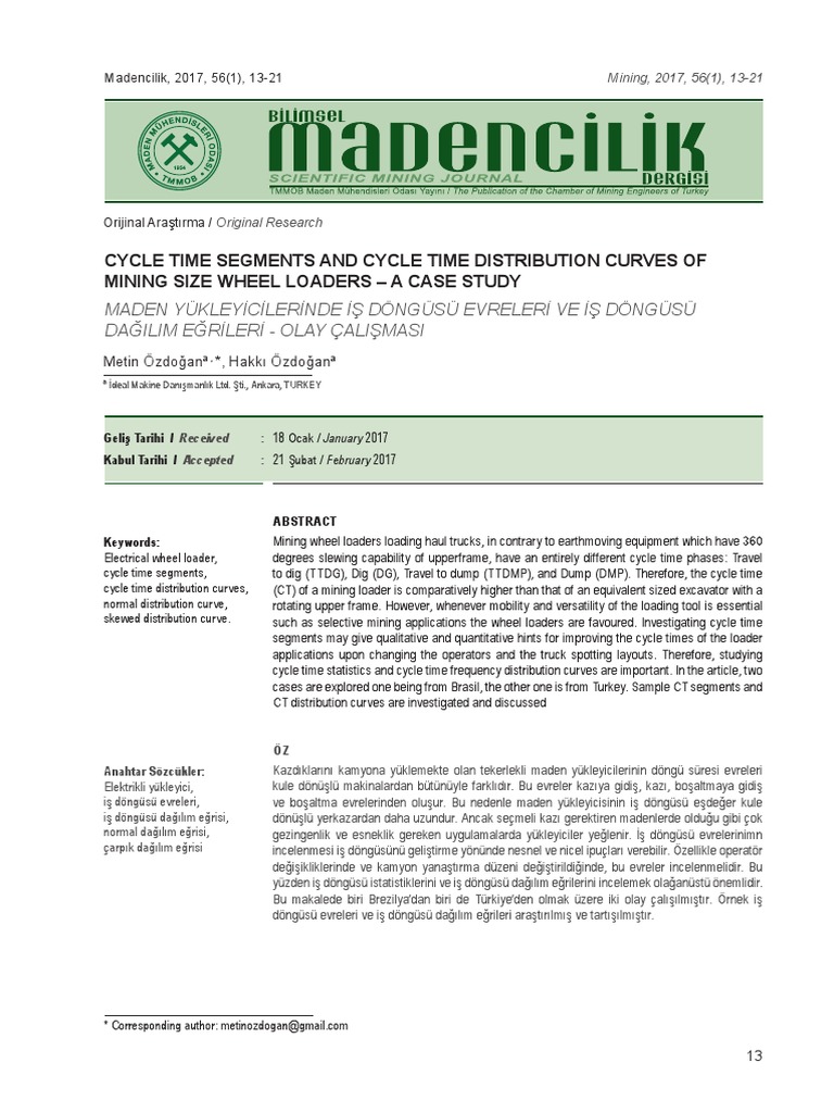 Cycle Time Segments and Cycle Time Distribution Curves of Mining Size ...