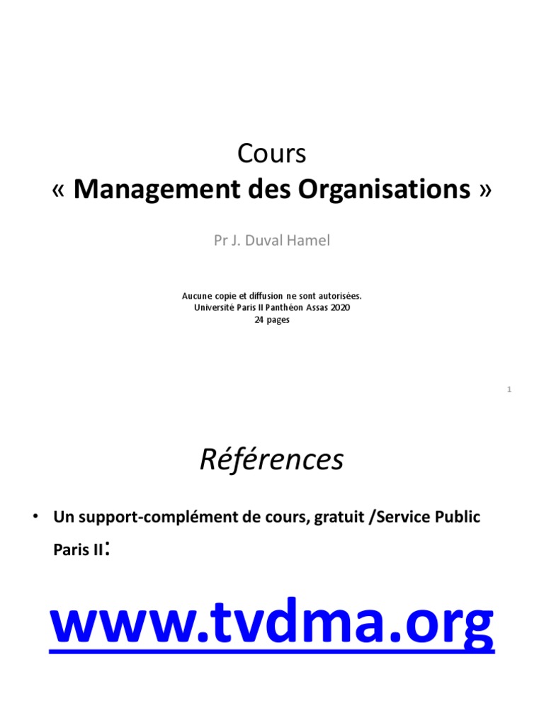 2020 Cours Management Des Organisations Pdf