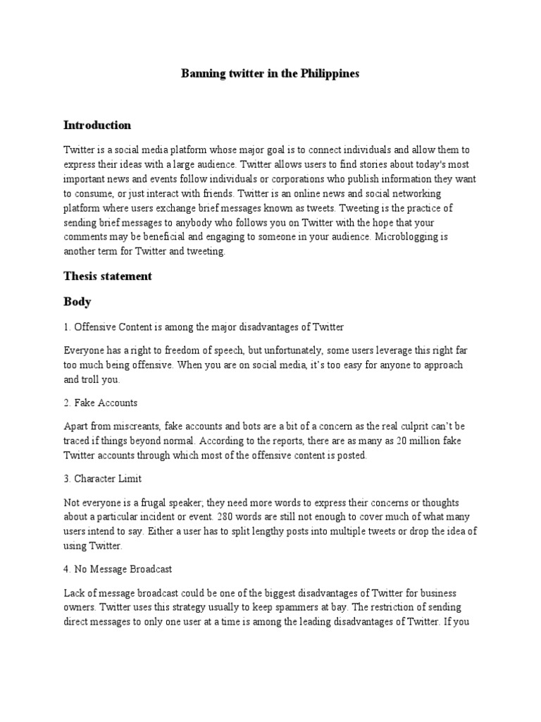 Reasons for Banning Twitter in the Philippines | PDF