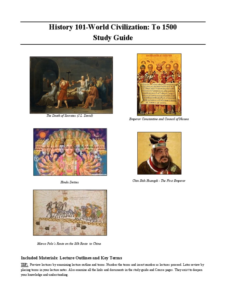History 101-World Civilization: To 1500 Study Guide: Included Materials ...