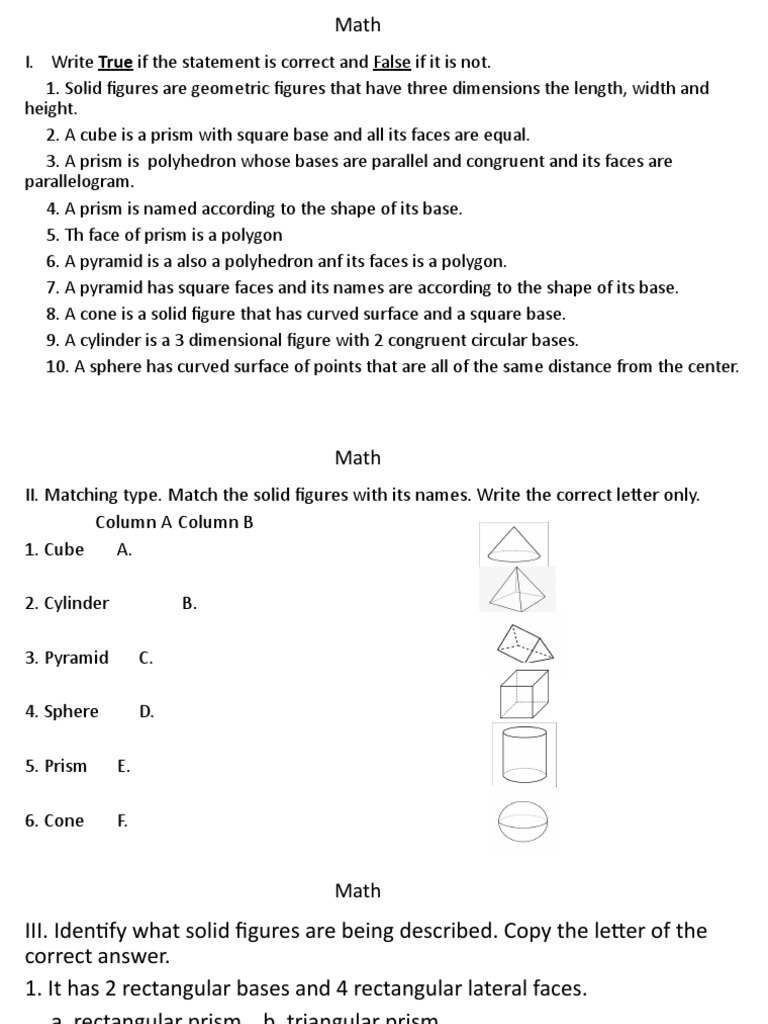 Reviewer Grade 6 Math | Download Free PDF | Shape | Geometry