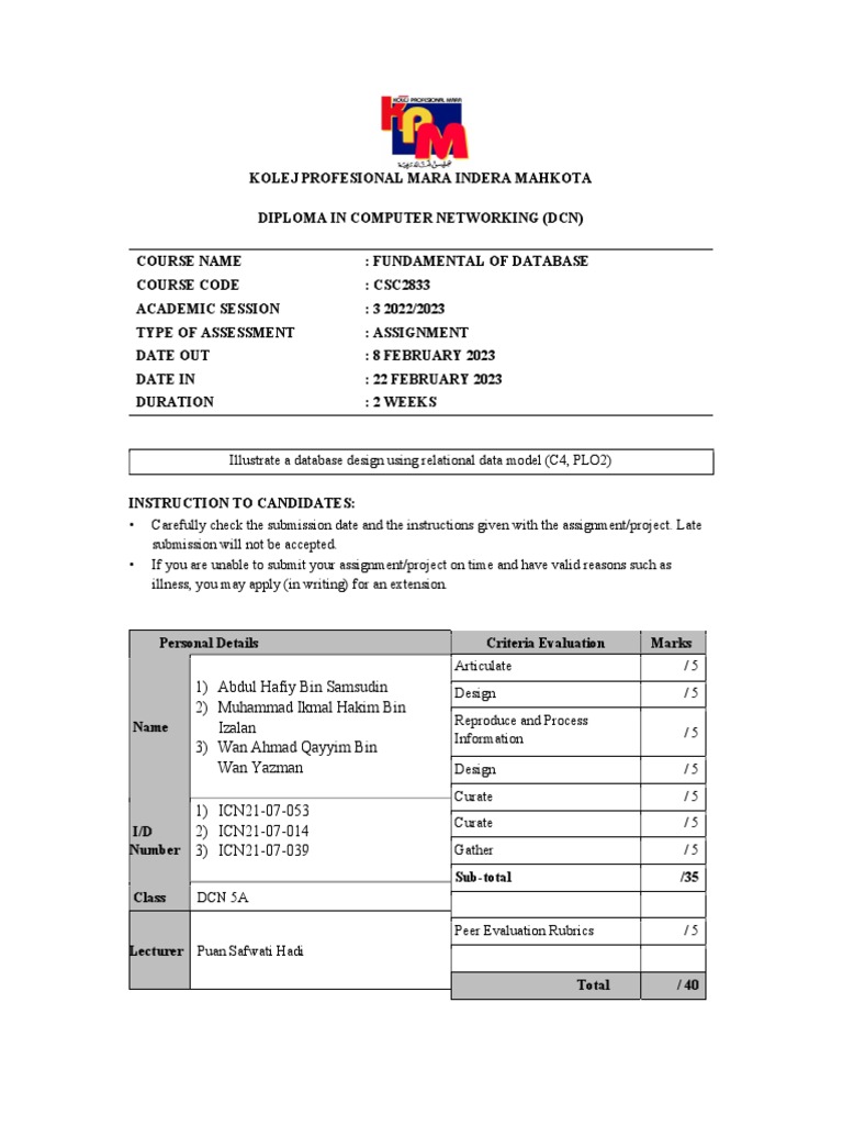 Database Assignment 20 Pdf
